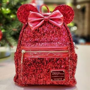 Disney | Bags | Disney Parks Loungefly Ruby Red Sequined Backpack ...
